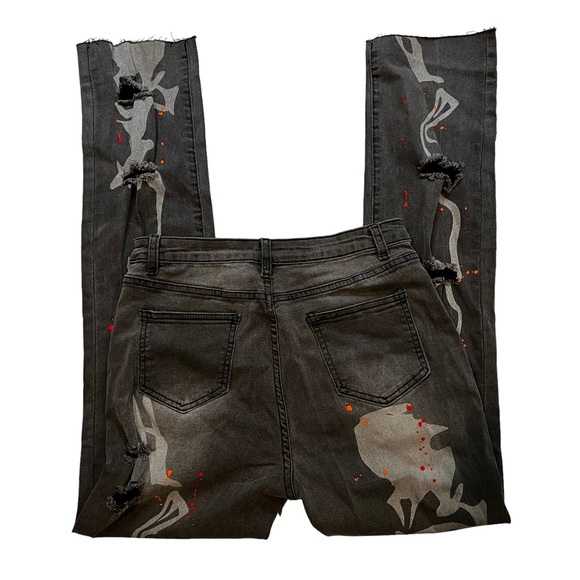 SHEIN | Jeans | Nwt Shein Graphic And Pain Splashed Ripped Hi Rise ...